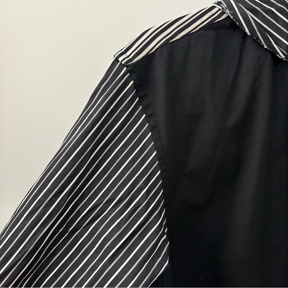 Cdg Homme Plus Collarless Asymmetrical Striped Hooded… - Gem